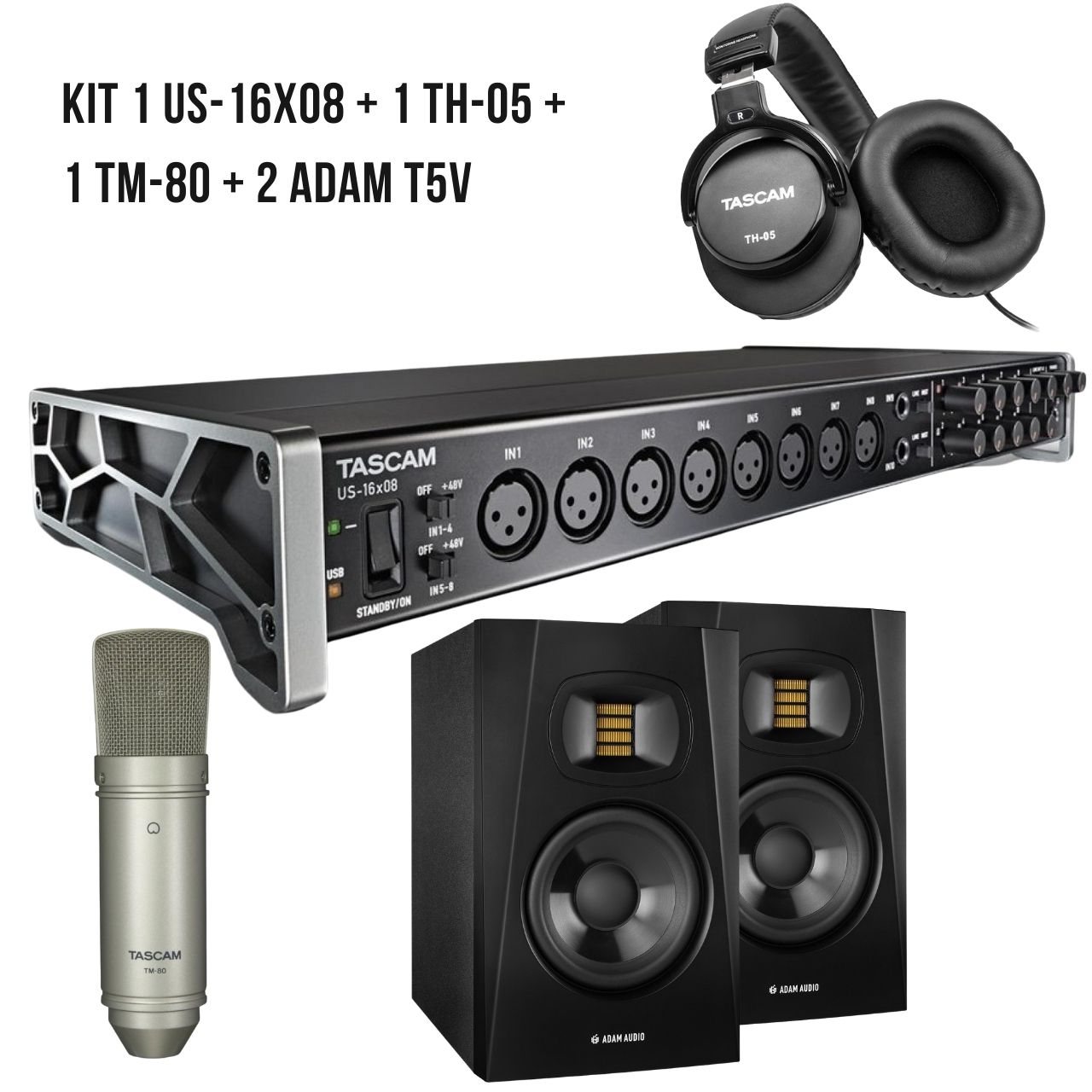 Kit Tascam Us-16X08+T5V+Th05+Tm80 - TascamBrasil